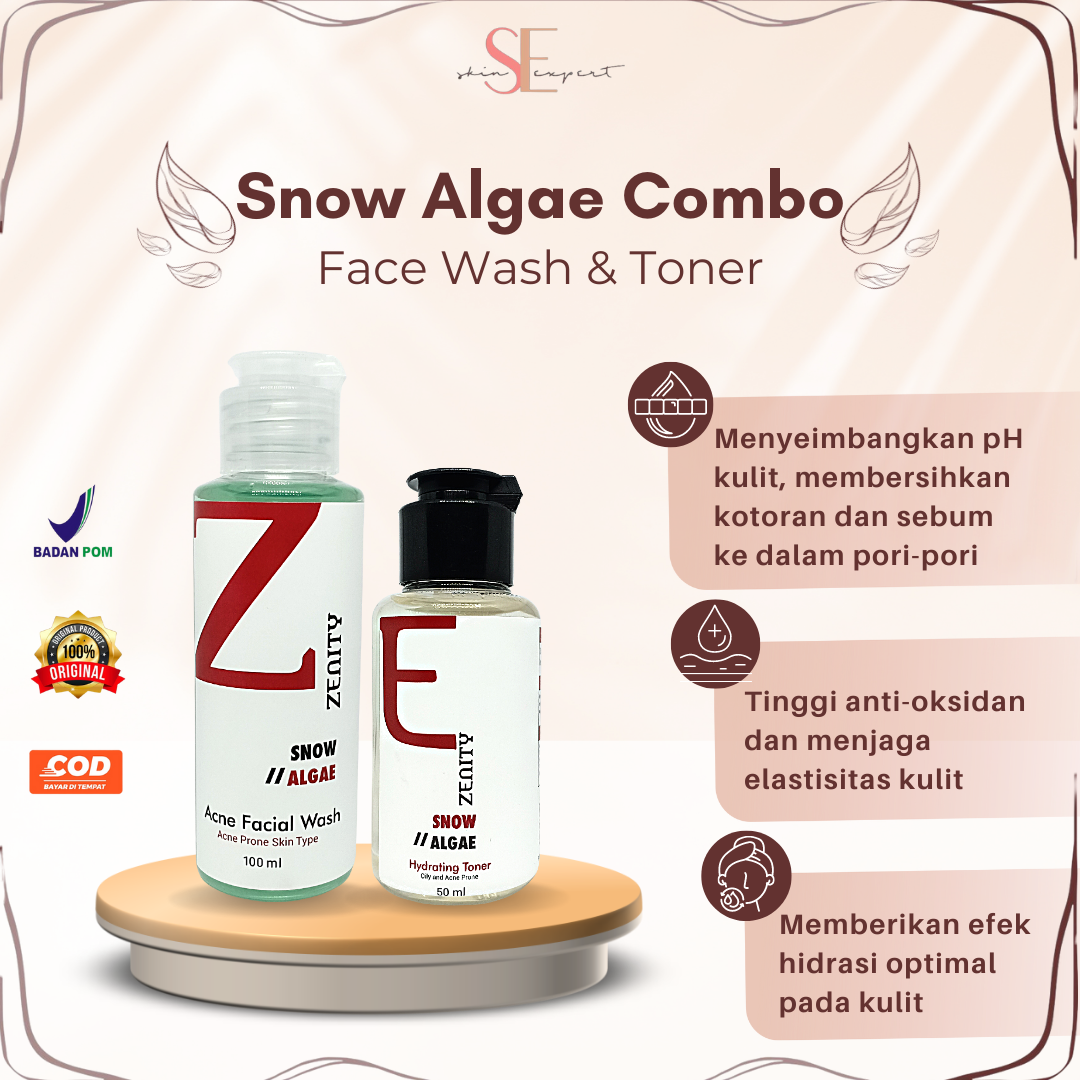 PAKET SABUN DAN TONER WAJAH BERJERAWAT HIDRASI SNOW ALGA Zenity ...