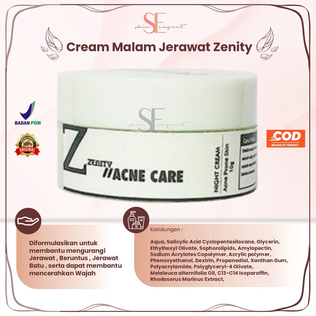 Cream Malam Wajah Jerawat Zenity Skinexpert.id Night Cream Acne Care ...